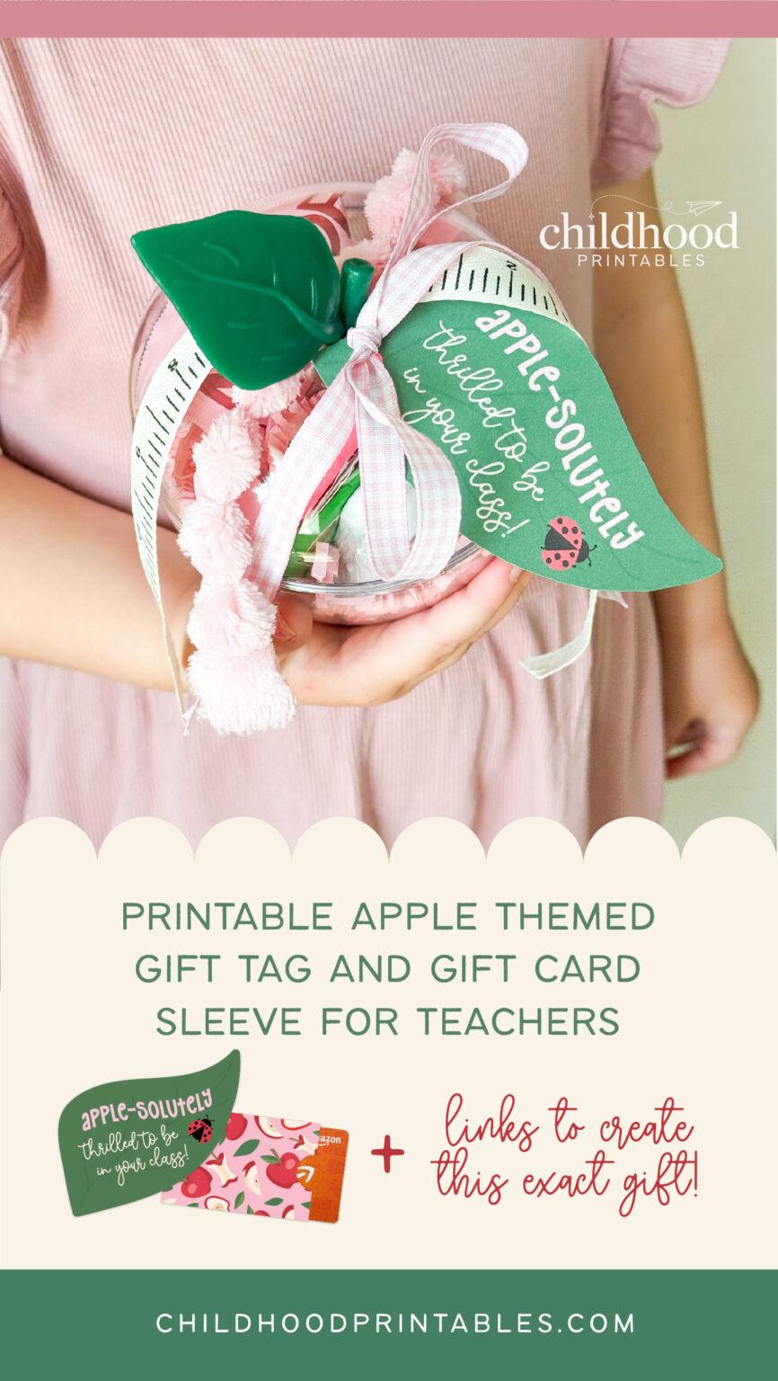 Teacher Gift Idea, Apple Themed Gift Tag and Gift Card Sleeve ...
