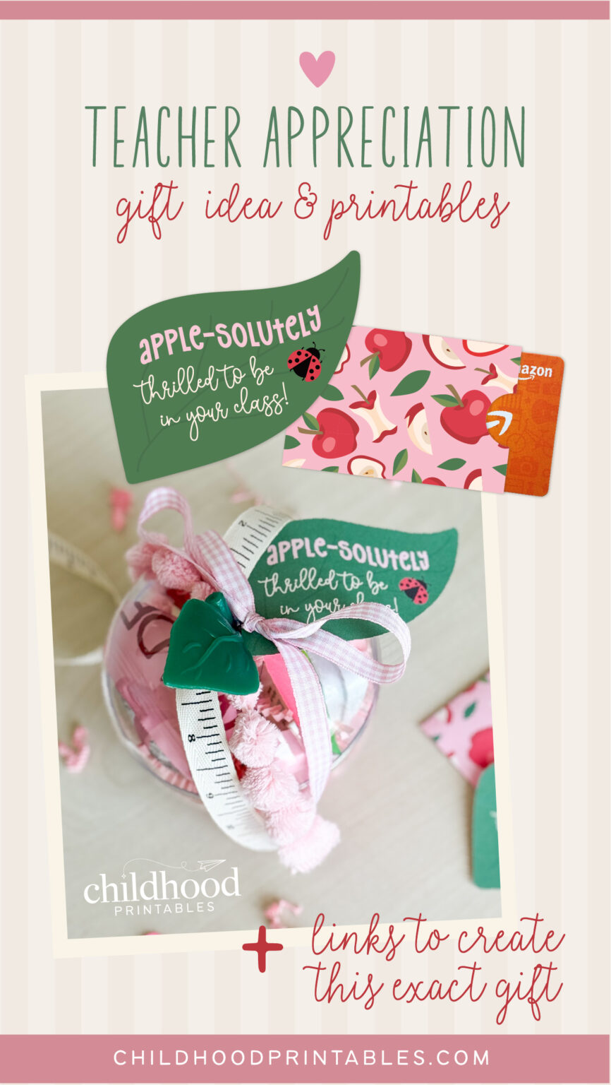 Teacher Gift Idea, Apple Themed Gift Tag and Gift Card Sleeve ...
