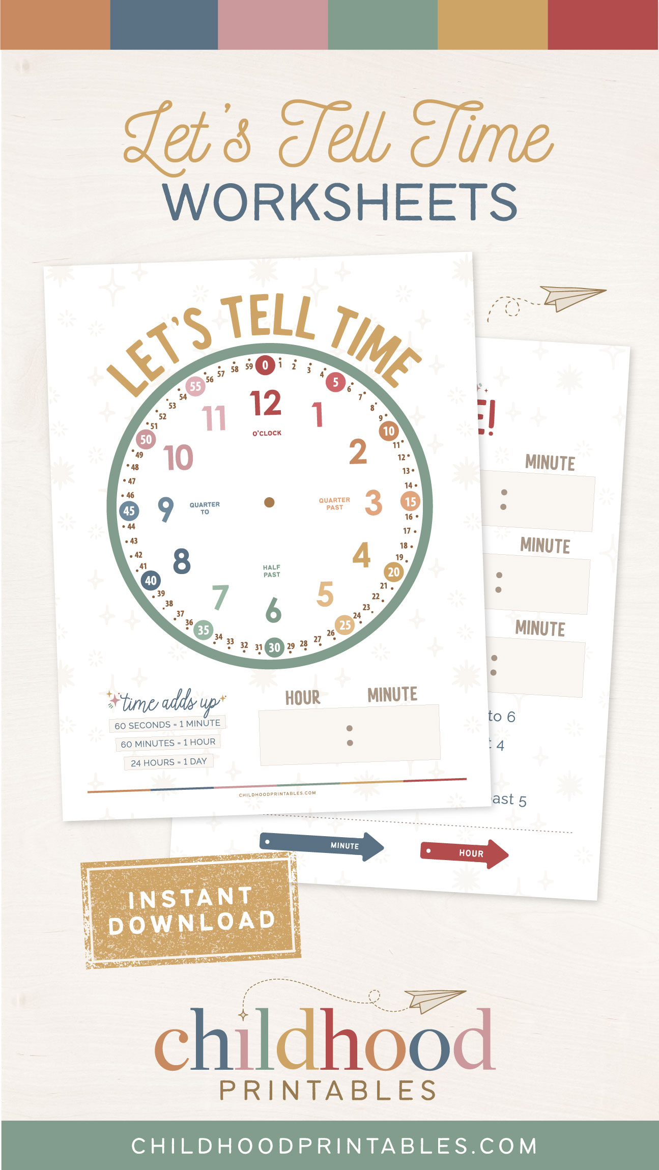 Let's Tell Time, Analog Time Telling Digital Download - Childhood ...